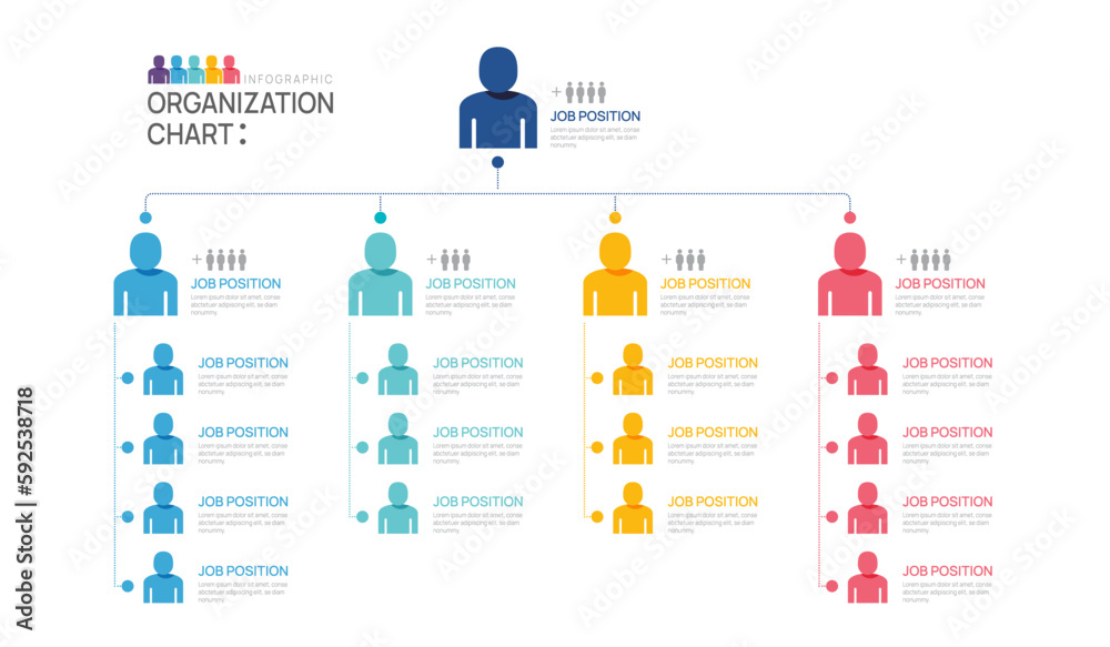 Infographic template for organization chart with business people icons ...