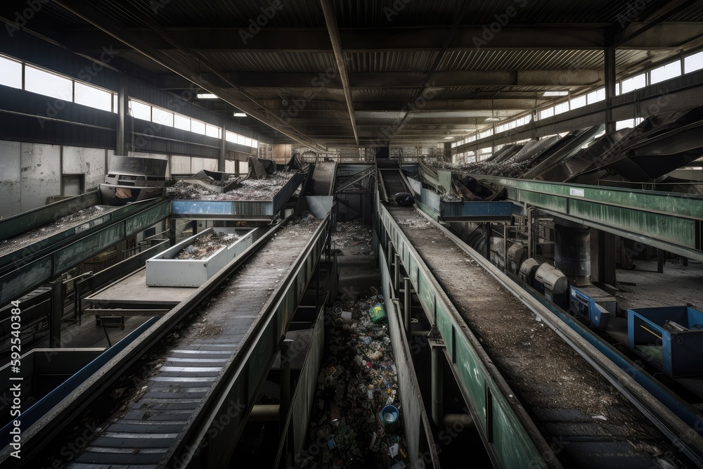e-waste recycling facility, with conveyor belt system and sorters ...