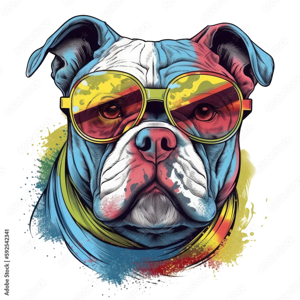 American Bully T-shirt Vector Illustration, Cute happy dog, wearing ...