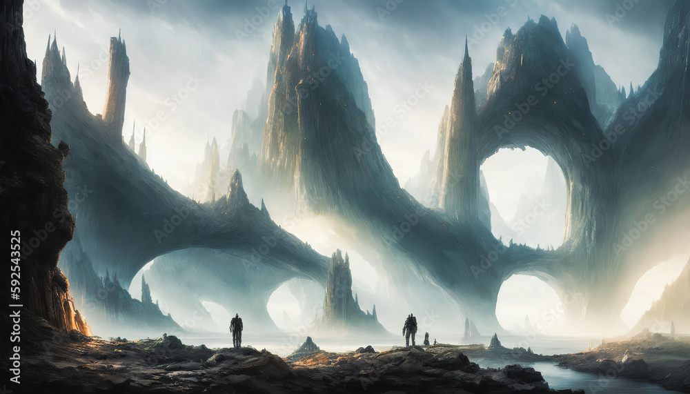 Dystopian cave in an unknown world. Eerie and unsettling, Generative AI ...