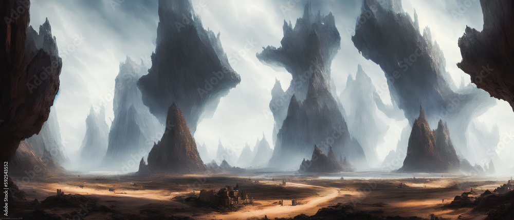 Dystopian cave in an unknown world. Eerie and unsettling, Generative AI ...