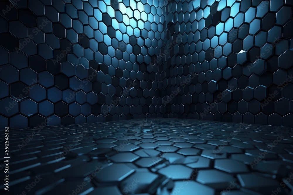 Hexagonal Network: A 3D Futuristic Block Wall Generative AI 4 Stock Illustration | Adobe Stock
