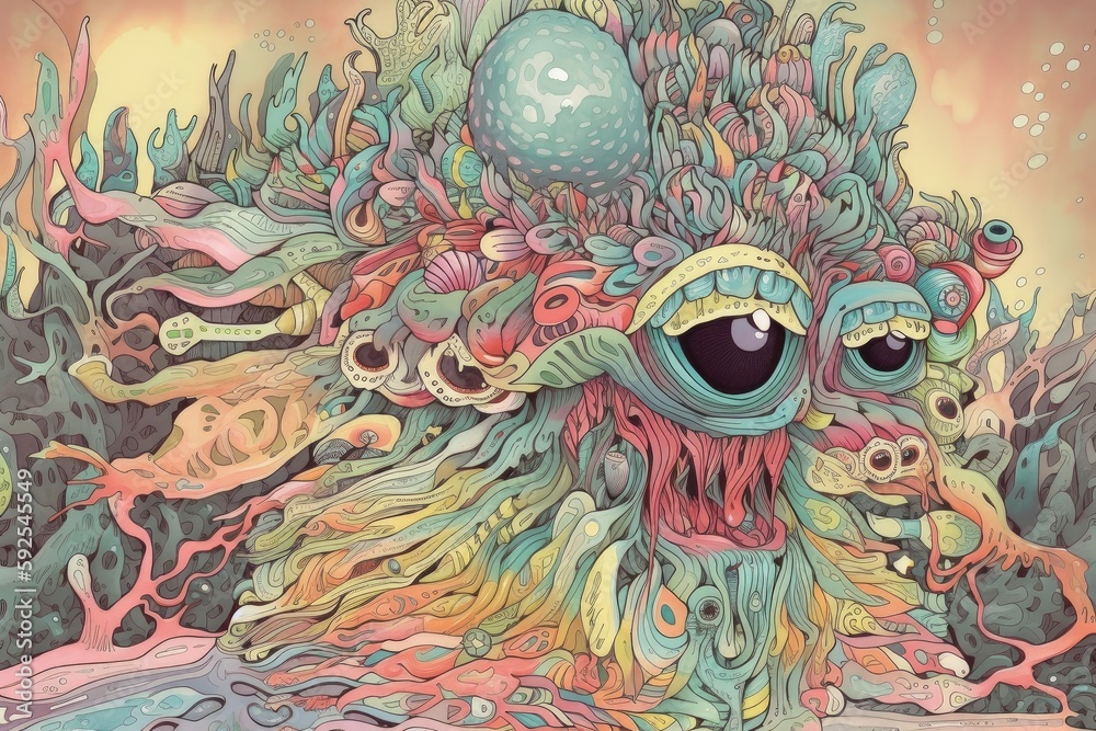 trippy creature, with its pastel colors and psychedelic patterns ...