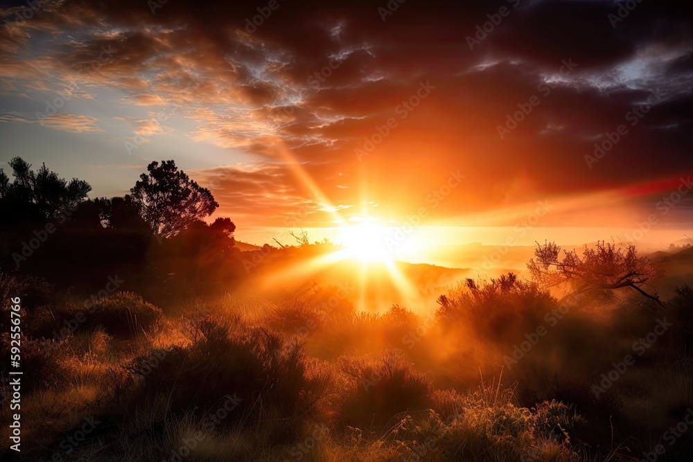 beautiful sunrise, with the flare of the sun showcasing its powerful ...
