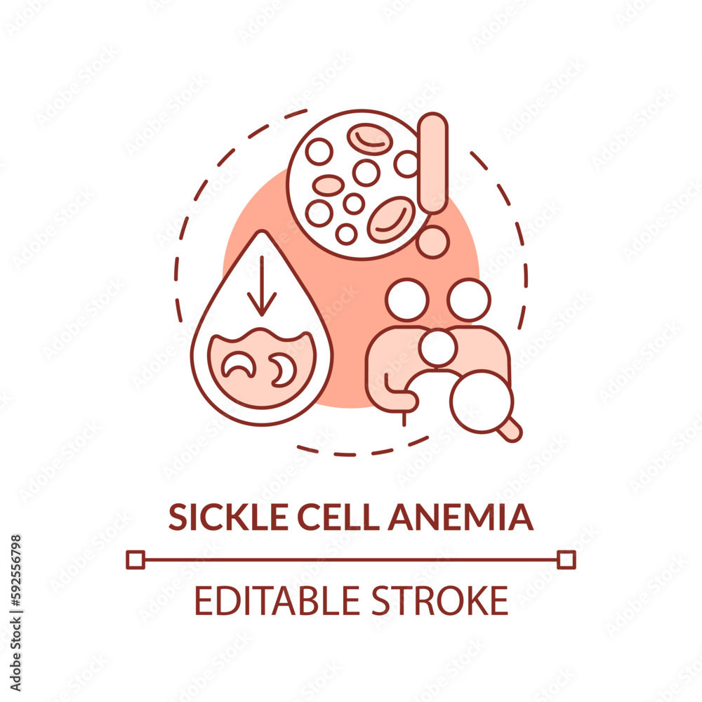 Sickle cell anemia red concept icon. Blood disorder. Hereditary disease ...