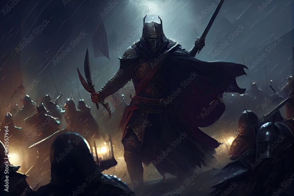 epic battle between a medieval army and the unseen enemy of evil forces ...