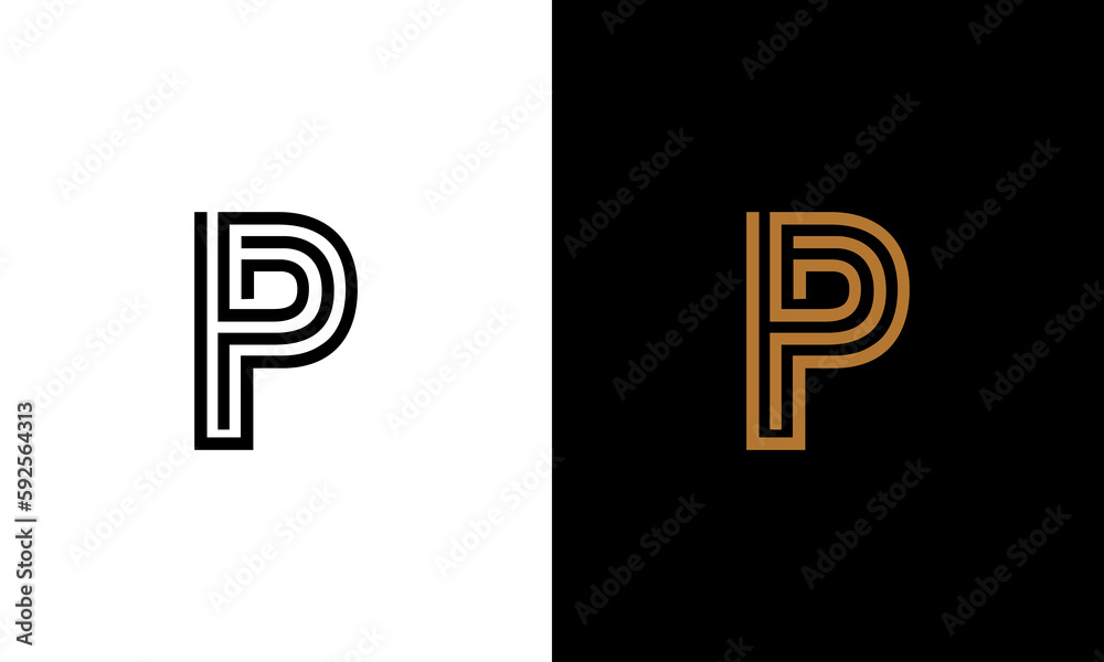 letter symbol icon P line art abstract modern logo design Stock Vector ...