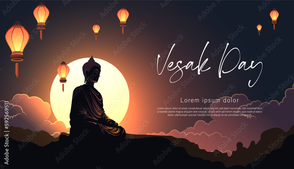Vesak Day Creative Concept for Card or Banner. Vesak Day is a holy day ...
