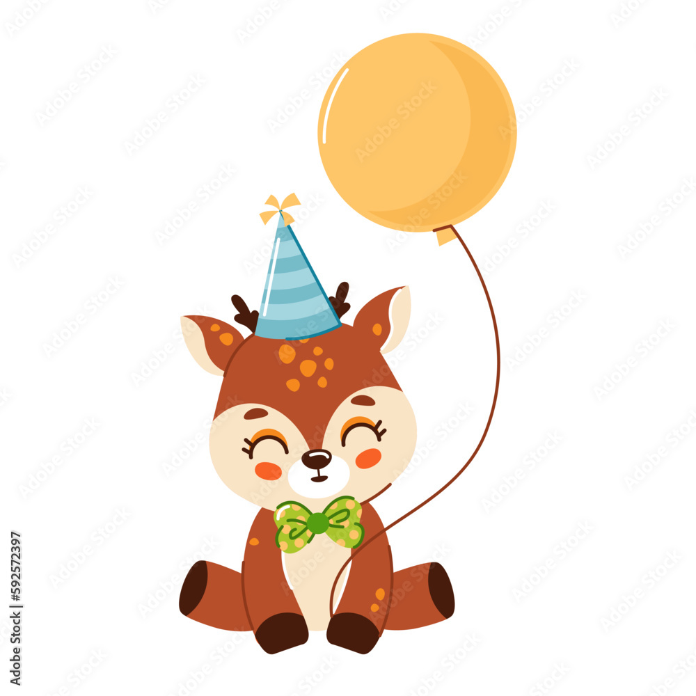 Vector children's animal character on a white background. Cute deer ...