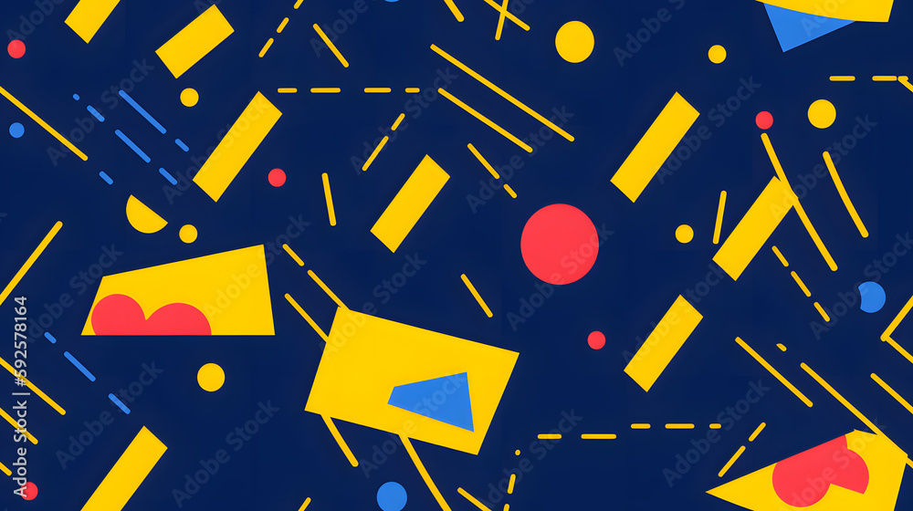 a minimalist 80s repeated pattern, using primary colours and basic ...