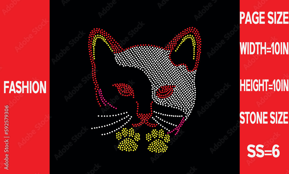 rhinestone cat ,Cat animal one line. Vector illustration.background ...