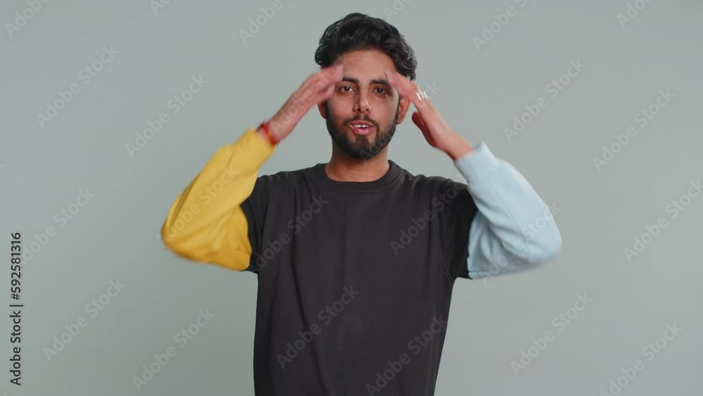 Oh my God, Wow. Excited amazed winner man surprise looking at camera ...