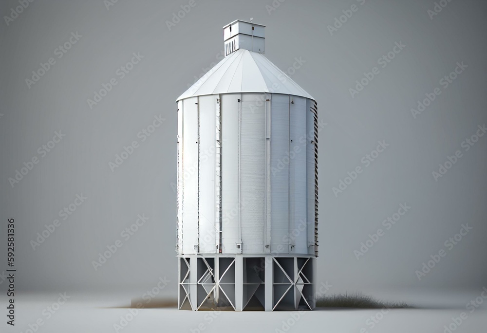 Agriculture silo white grey concept with empty space for advertisement ...