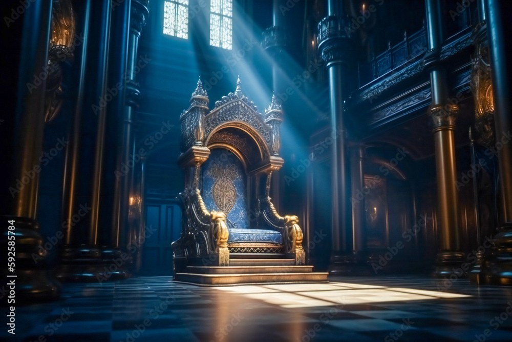 Decorated empty throne hall. Created with Generative AI technology ...