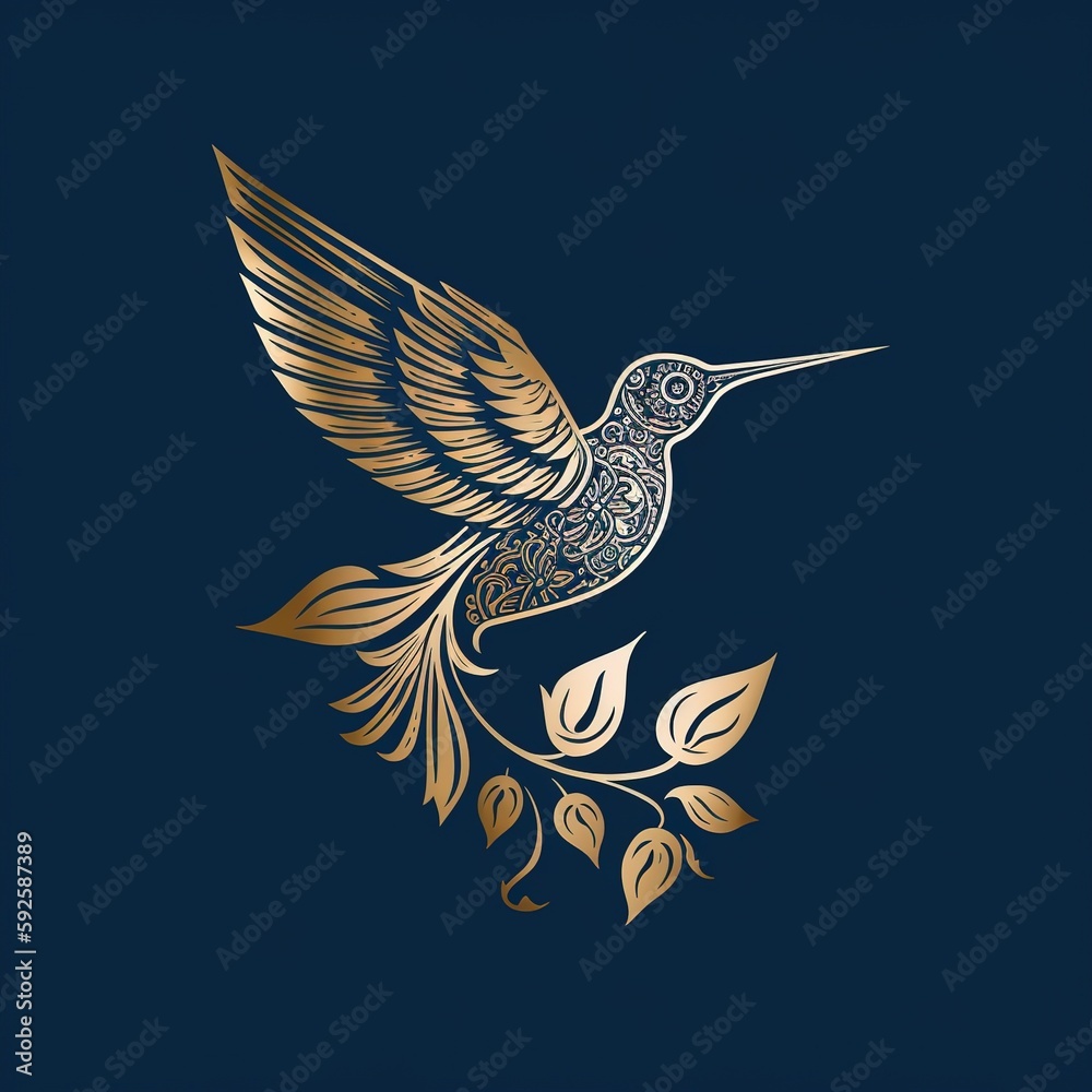 Logo concept art featuring hummingbird Generative AI Stock Illustration ...