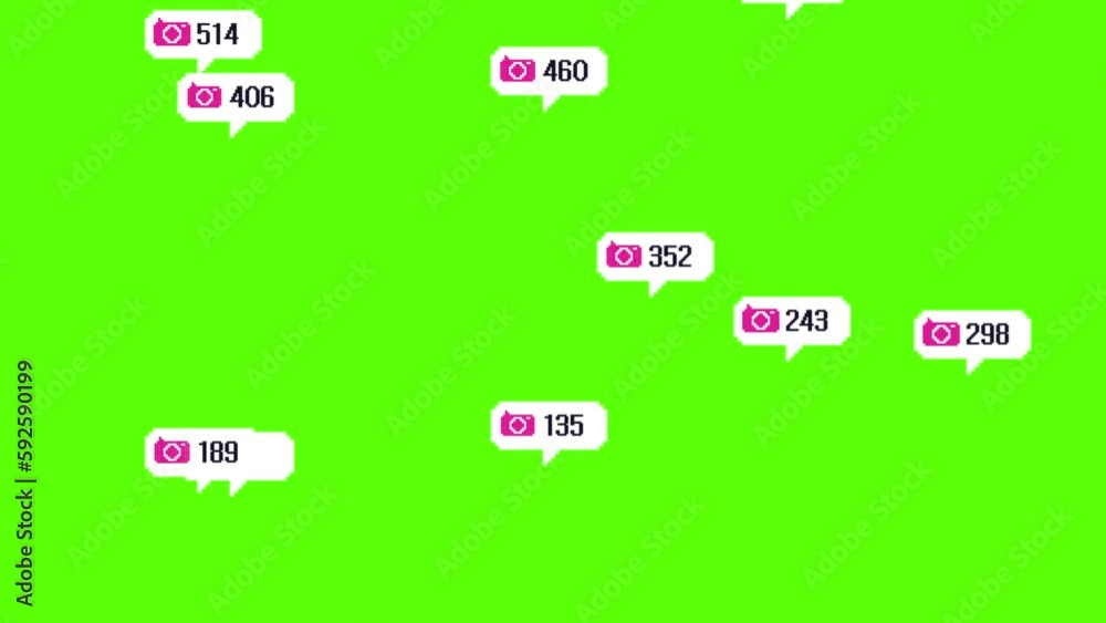 2D Pixelated Counting Camera Icons on chroma key green screen ...