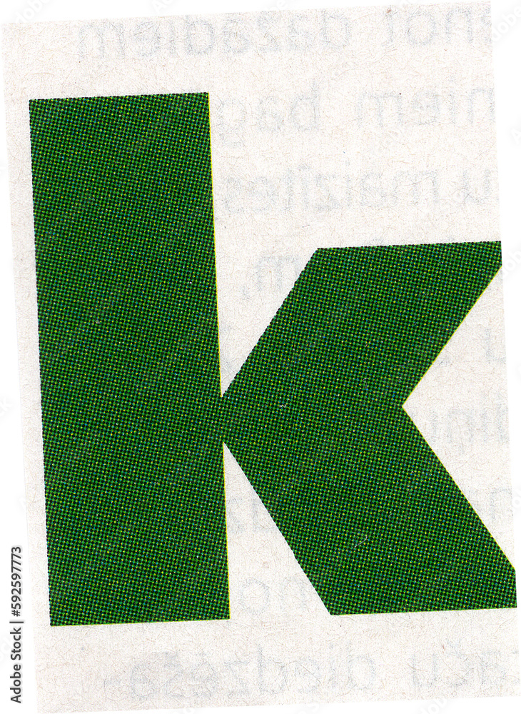 letter k magazine cut out font, ransom letter, isolated collage ...
