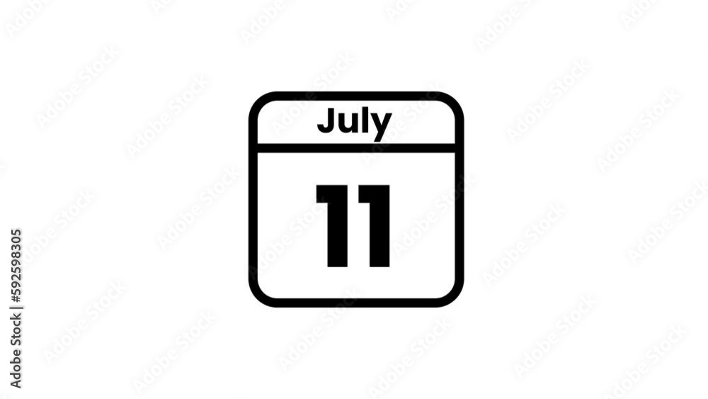 11 July calendar icon animation. Luma matte with transparent background ...