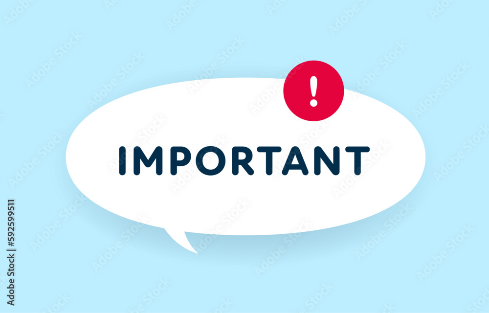 Important message sign. Vector modern color illustration. Speech bubble ...