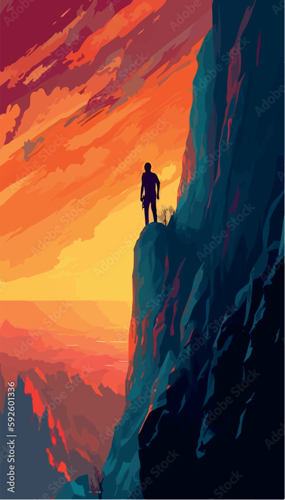 Looking Over A Cliff Drawing