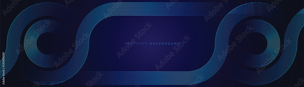 Abstract technology futuristic glowing circle lines on dark blue ...