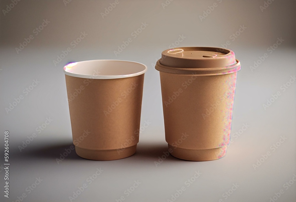 Empty paper cup for coffee made from biodegradable brown paper on a ...