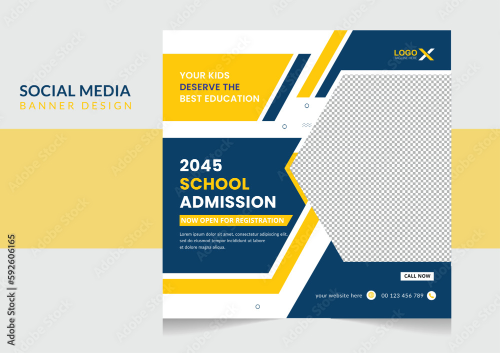 Education school admission social media post and web banner design ...