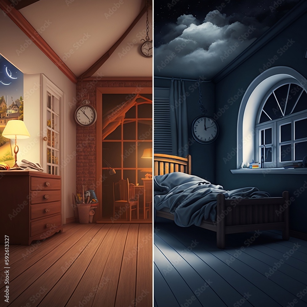 Side-by-Side Room Comparison: Old vs New. Generative AI Stock ...