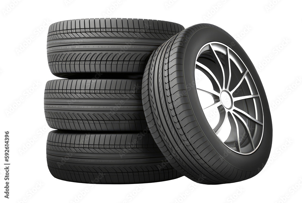 car tires on transparent background. generative AI Stock Illustration ...