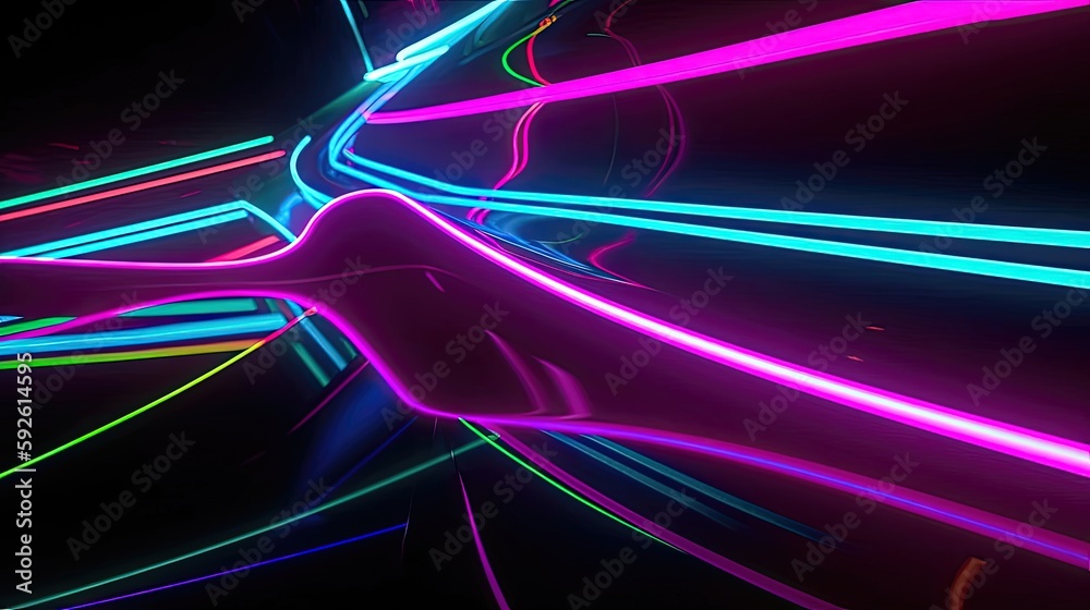 An abstract neon lights background featuring pulsating lines and ...