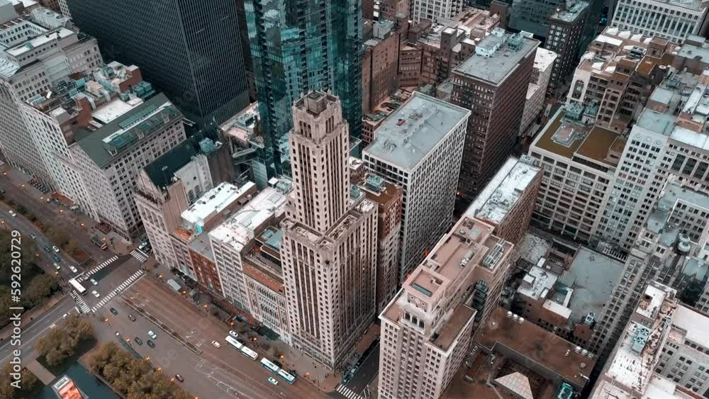 CHICAGO, USA - APRIL, 2023: Aerial drone footage of Chicago Downtown ...