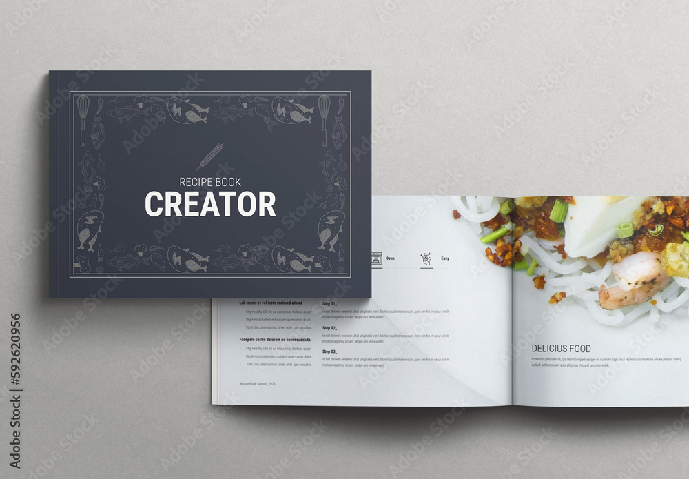 Recipe Book Creator Template Landscape Stock Template | Adobe Stock