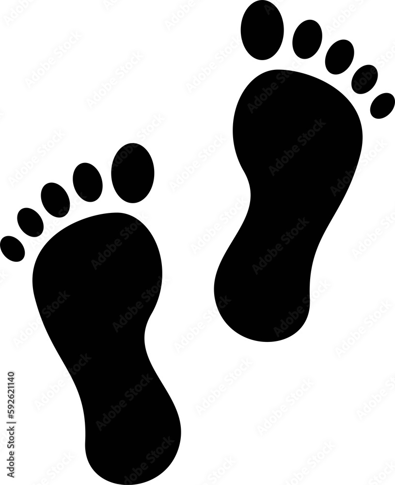 Footprint icon in png. Footstep symbol. Foot print in black. Human foot ...