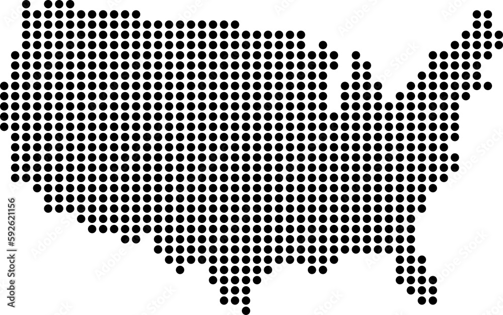 USA map contour in png. Dotted USA map symbol in png. America map ...