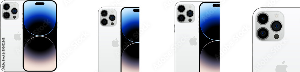 New iphone 14 Pro Max Silver. Realistic iphone on transparent ...