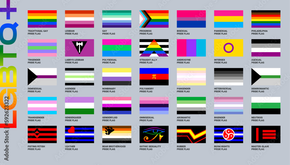 LGBT sexual identity pride flags gender collection. Flag of gay ...