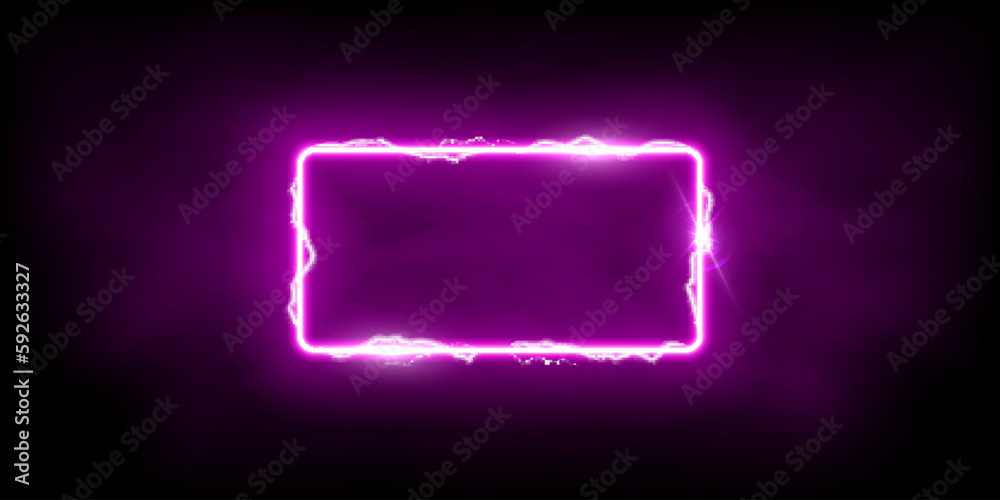 Magic purple rectangle of thunder storm pink lightnings. Magic and ...