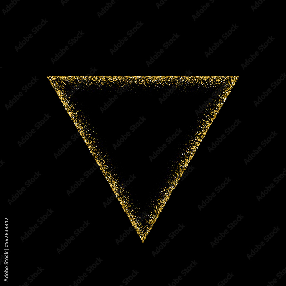 Triangle gold frame made of glitters with bright glow light effect ...