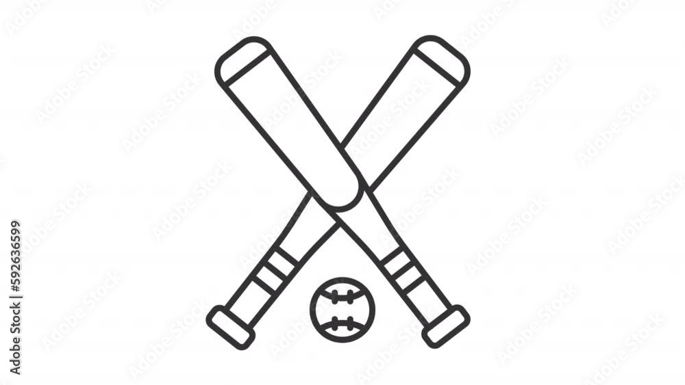 Playing baseball linear animation. Two bats and ball. Sport equipment ...
