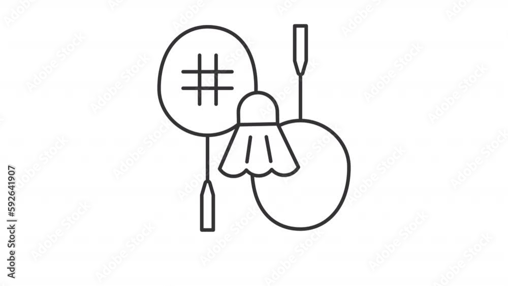 Racquet sports linear animations. Sportive equipment. Recreational ...