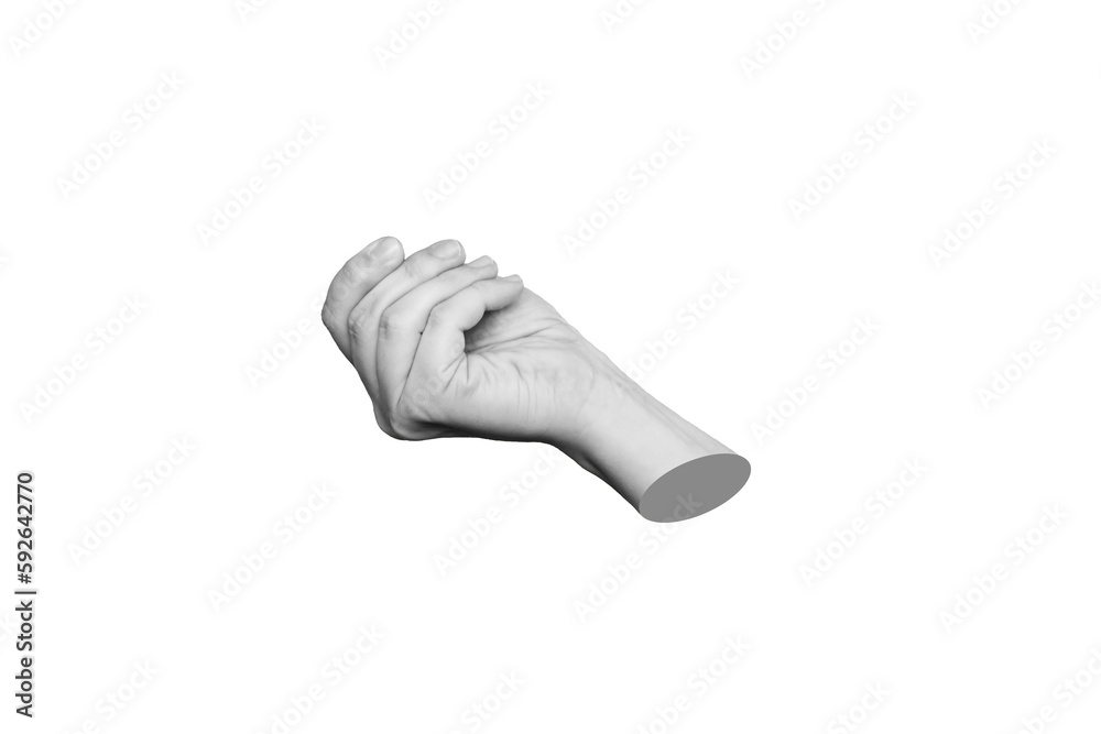 Female statue's hand makes a gesture like holding something like card ...