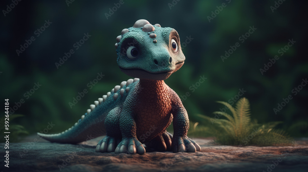 Cute dino realistic isolated background photorealistic. Al generated ...