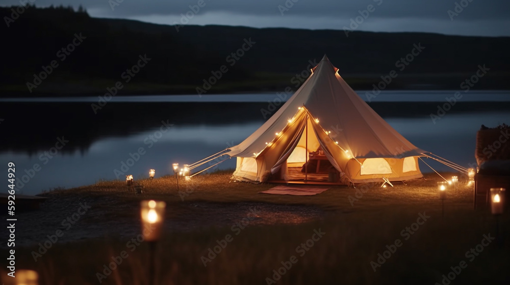 The Perfect Getaway: Luxury Glamping with Copyspace for Your Text. Ai ...