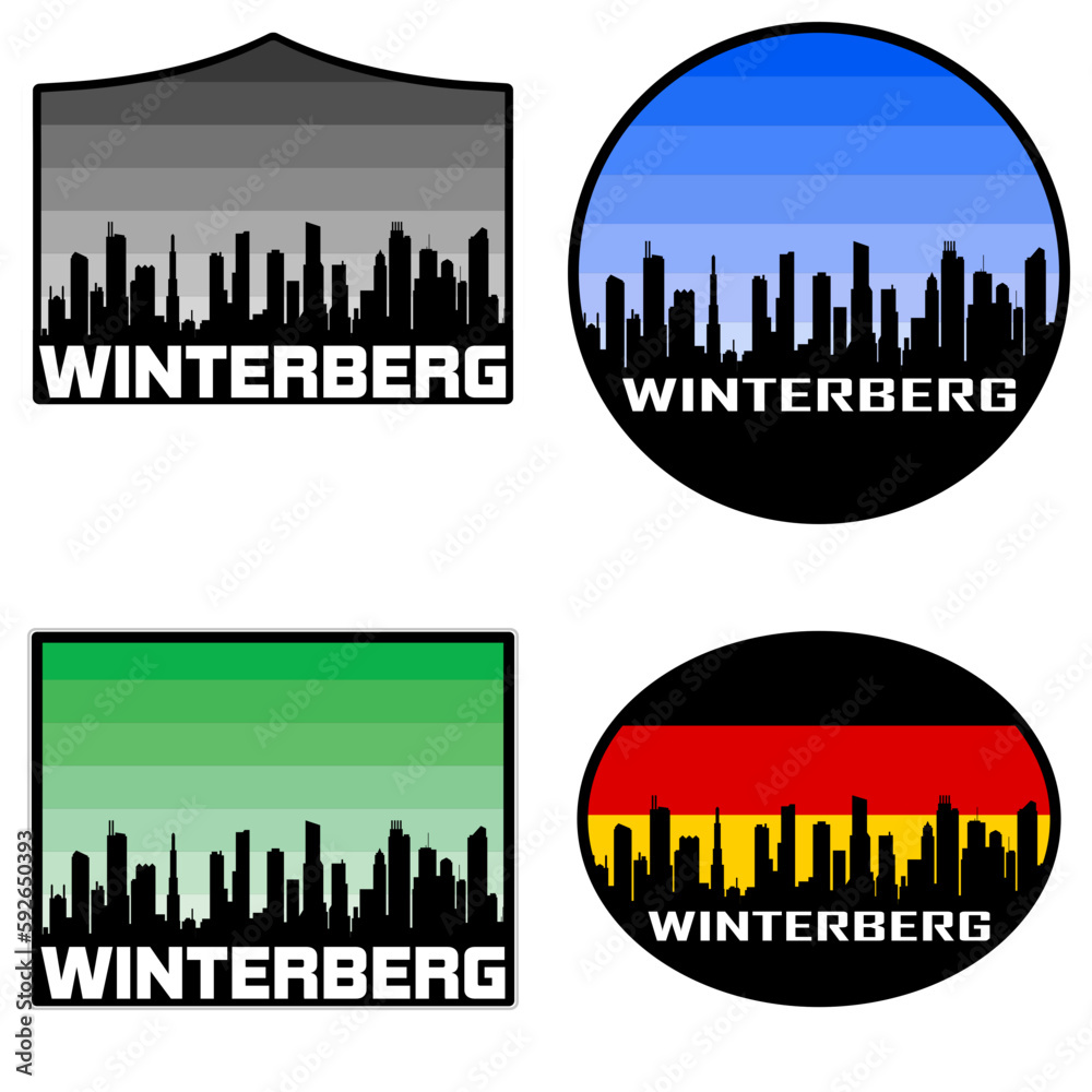 Winterberg Skyline Silhouette Germany Flag Travel Souvenir Sticker ...