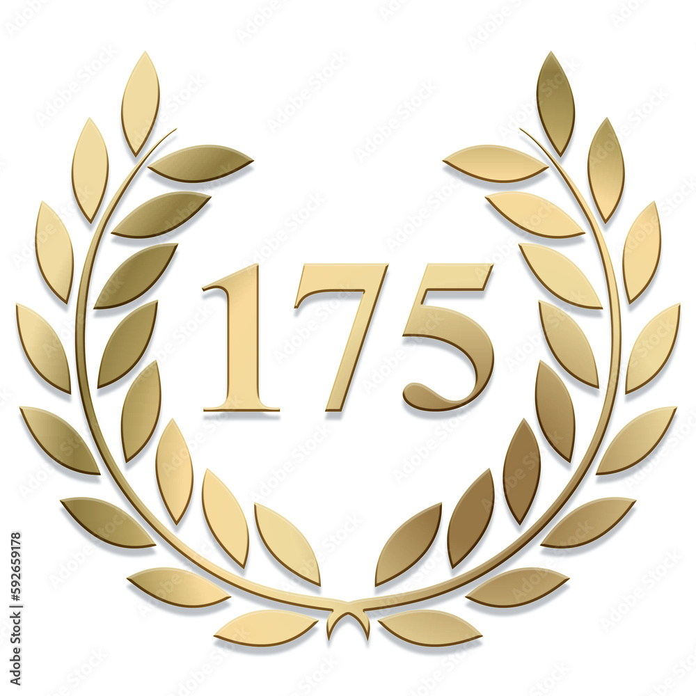 3D Gold PNG laurel wreath number 175 Stock Illustration | Adobe Stock