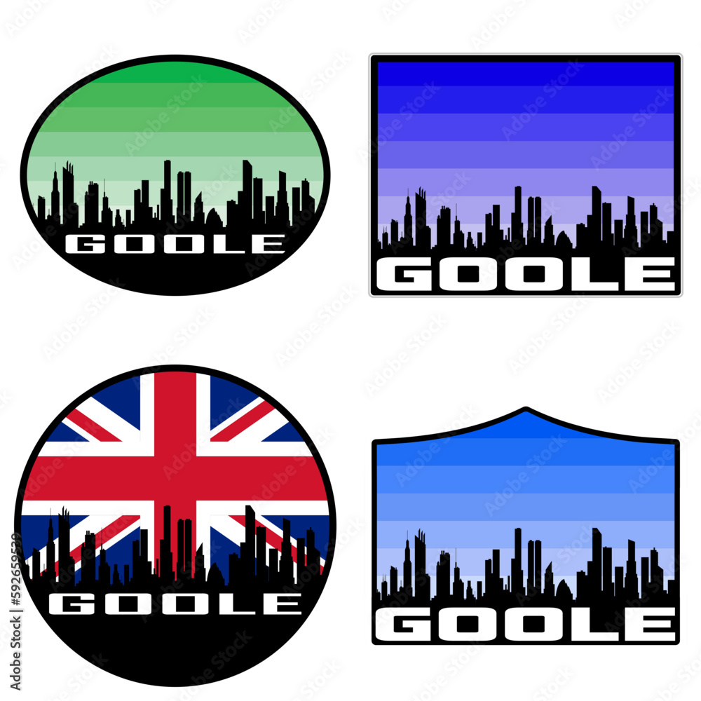 Goole Skyline Silhouette Uk Flag Travel Souvenir Sticker Sunset ...