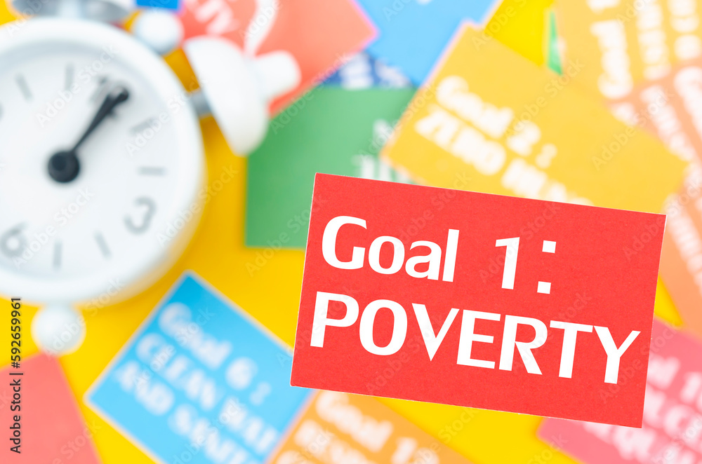The Goal 1 : Poverty. The SDGs 17 development goals environment ...