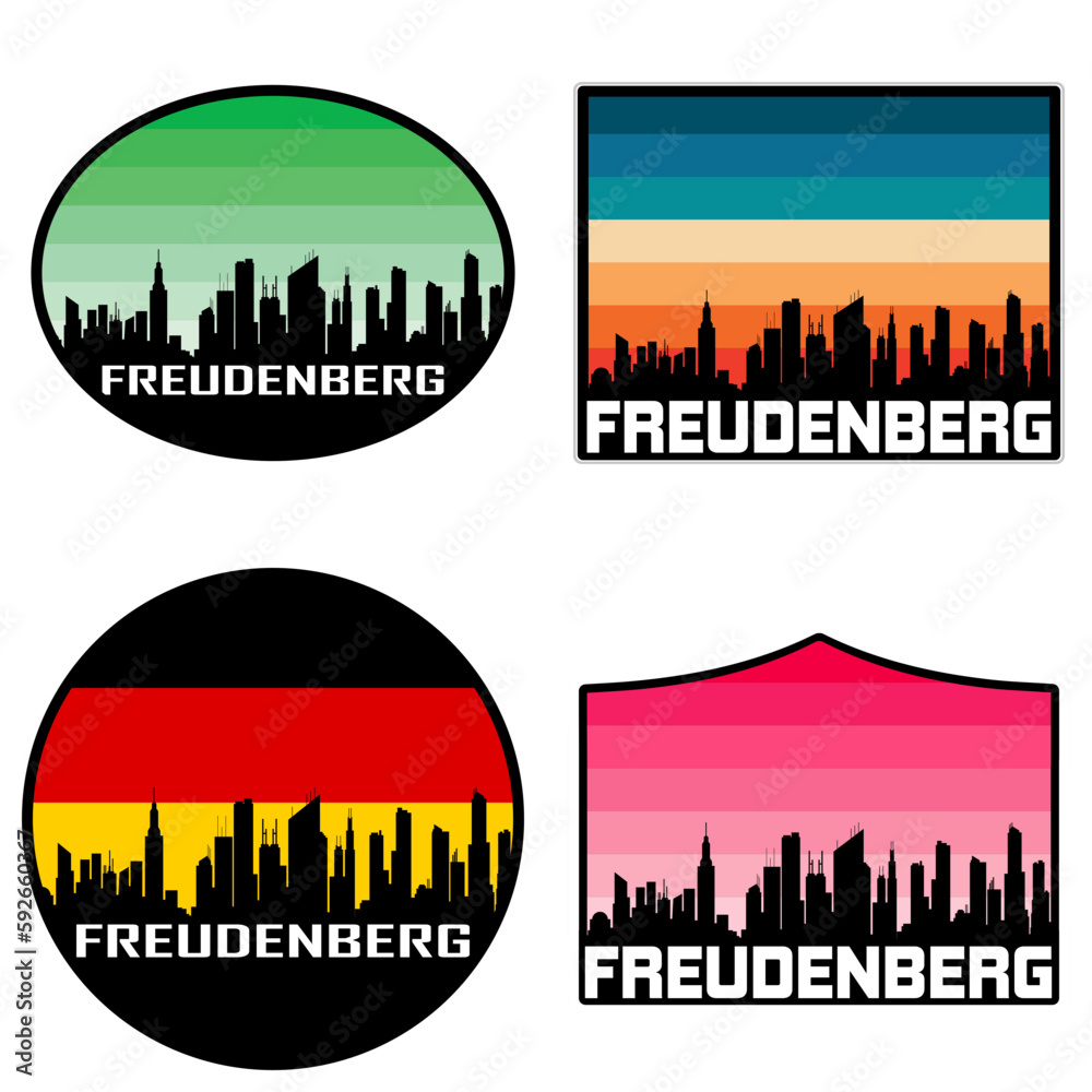 Freudenberg Skyline Silhouette Germany Flag Travel Souvenir Sticker ...