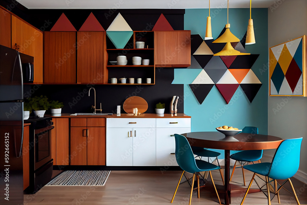 Kitchen in vintage style. Geometric patterns create stunning accent ...