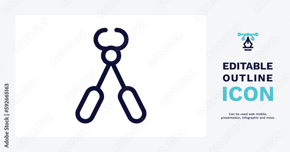 tooth pliers icon. Thin line tooth pliers icon from dental health collection. Editable tooth ...